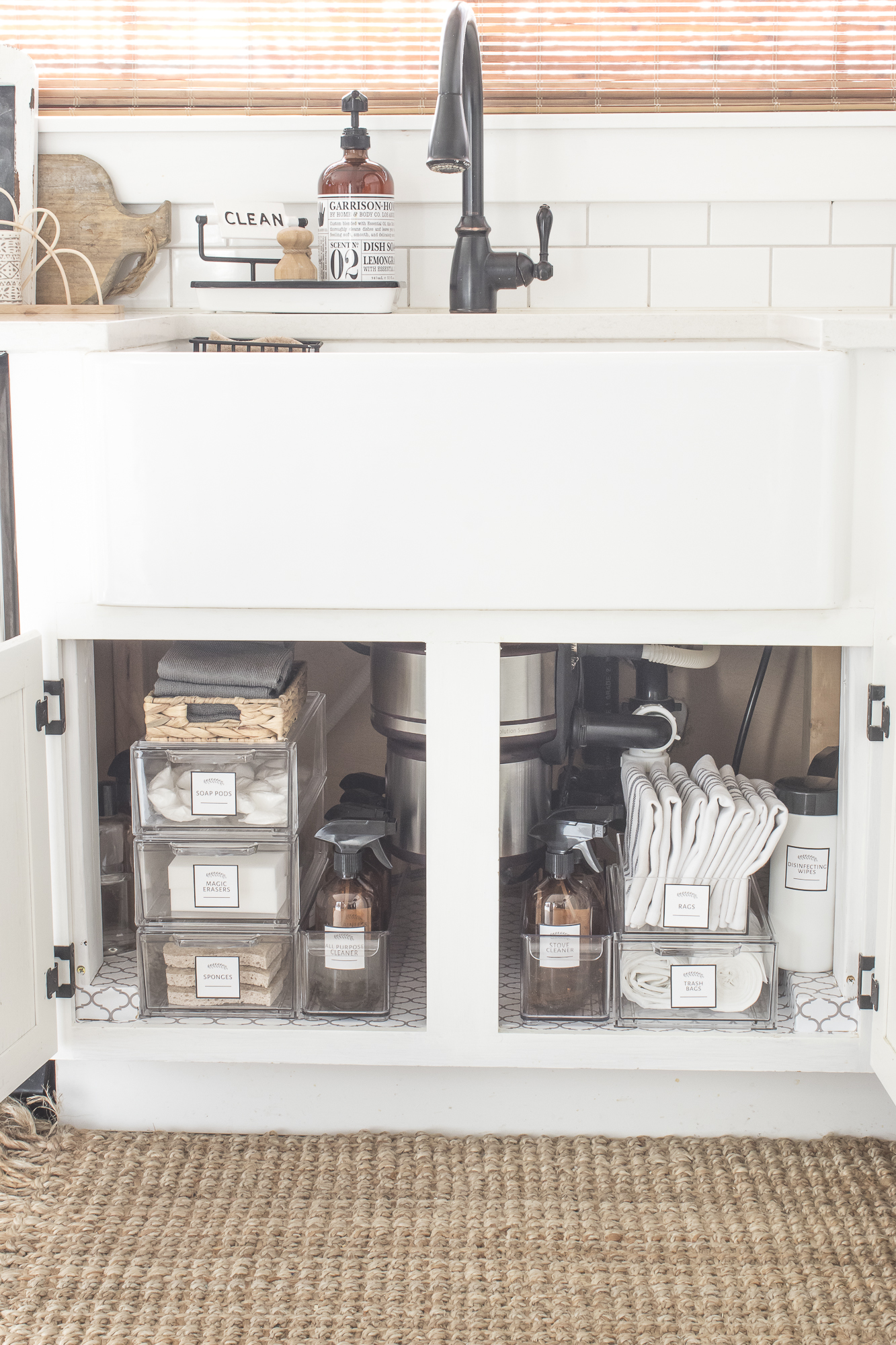 Pretty Organization Under the Kitchen Sink